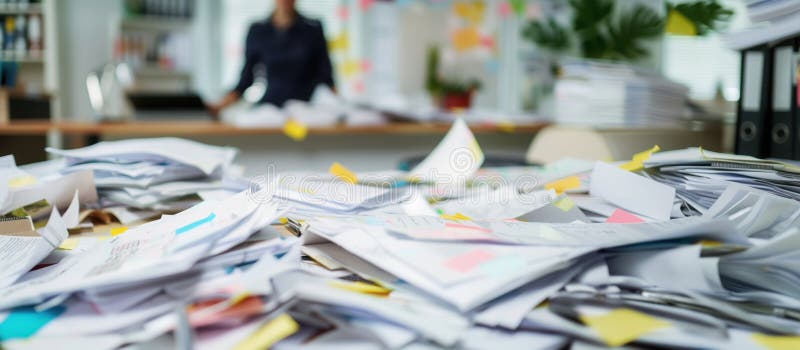Messy and Cluttered Office Desk Stock Illustration - Illustration of ...