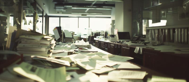 Messy and Cluttered Office Desk Stock Illustration - Illustration of ...