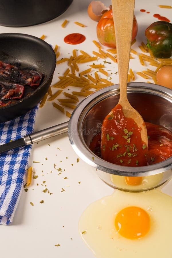 Untidy kitchen table stock photo. Image of ingredients - 31496448