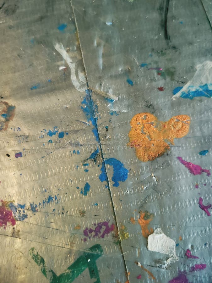 Messy Desk Covered in Paint and Ink Splatters Stock Image - Image of ...