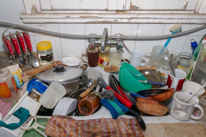 Messy Dirty Kitchen stock image. Image of house, mess - 121335951