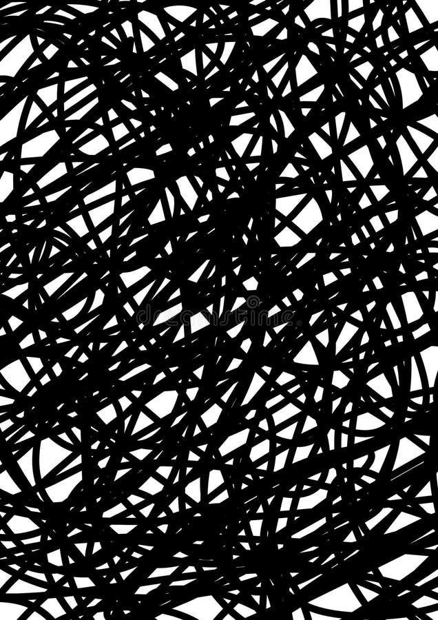 Messy Doodles in Black Color, Chaotic Dark Illustration, Insane Scribbles Stock Illustration ...