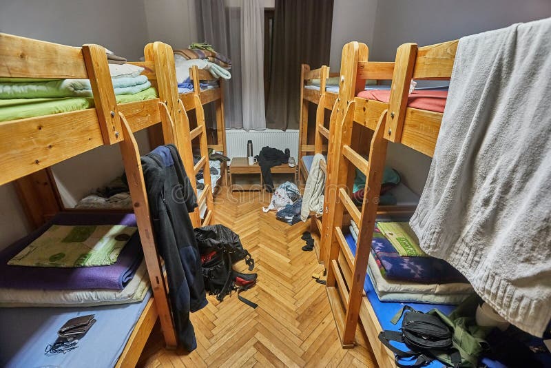 Messy dormitory room stock photo. Image of empty, bunk - 162872662