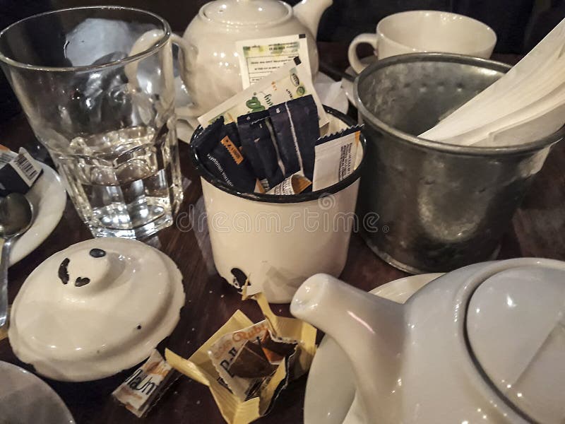 Messy drinks bar table stock photo. Image of montevideo - 264077874