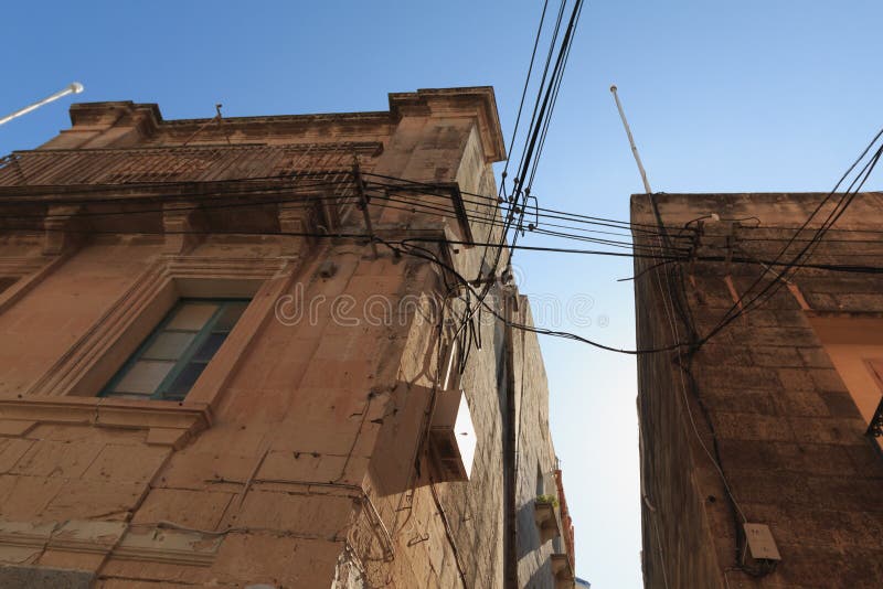Messy Electrical Cables on Buildings in Malta Stock Photo - Image of ...