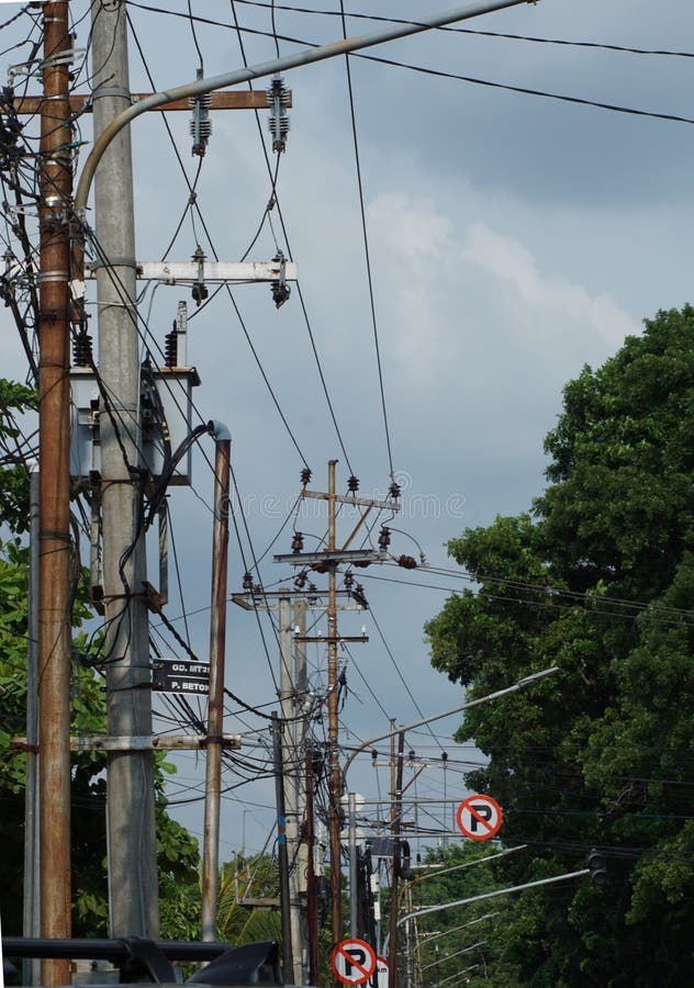 Messy Electrical and Telephone Cables Stock Image - Image of industry ...