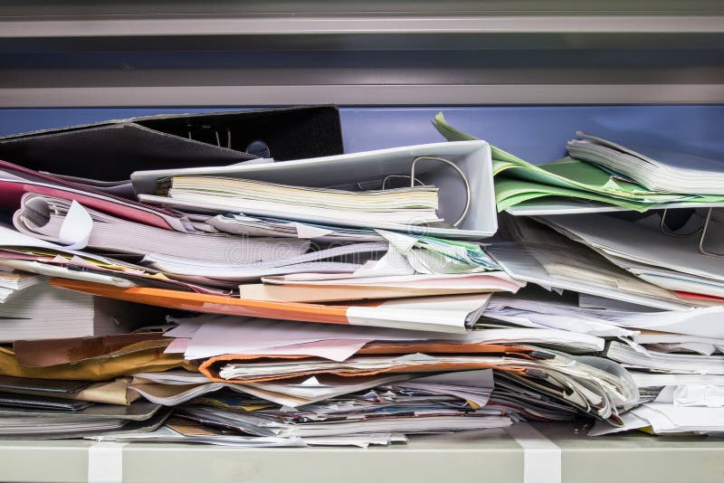 Messy Filing Cabinet stock image. Image of storage, document - 16344511