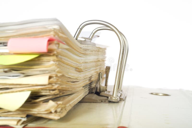 Row of Messy Old File Folders and Documents, Red Tape, Bureaucracy ...