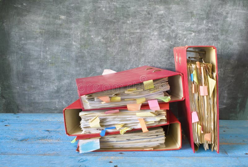 Messy File Folders and Documents Stock Photo - Image of office, grungy ...