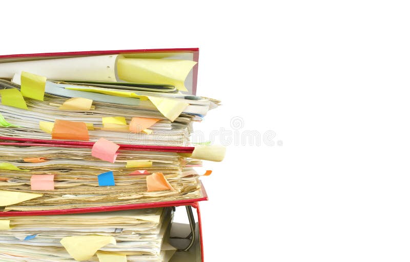 Messy File Folders and Documents, Isolated Stock Photo - Image of ...