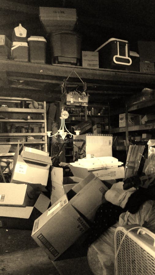 Messy garage stock image. Image of messy, sepia, junk - 81794989