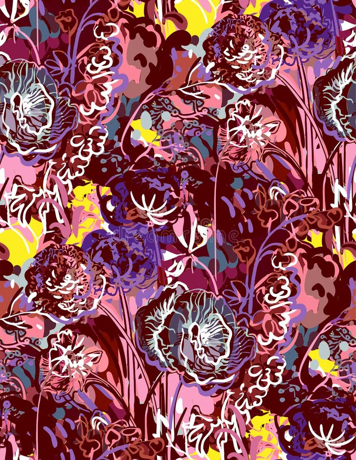Messy Garden Flower Paint Pattern Vector Textured Stock Illustration ...