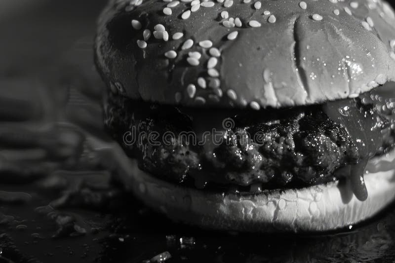 Messy Hamburger with Condiments Stock Photo - Image of food, fastfood ...