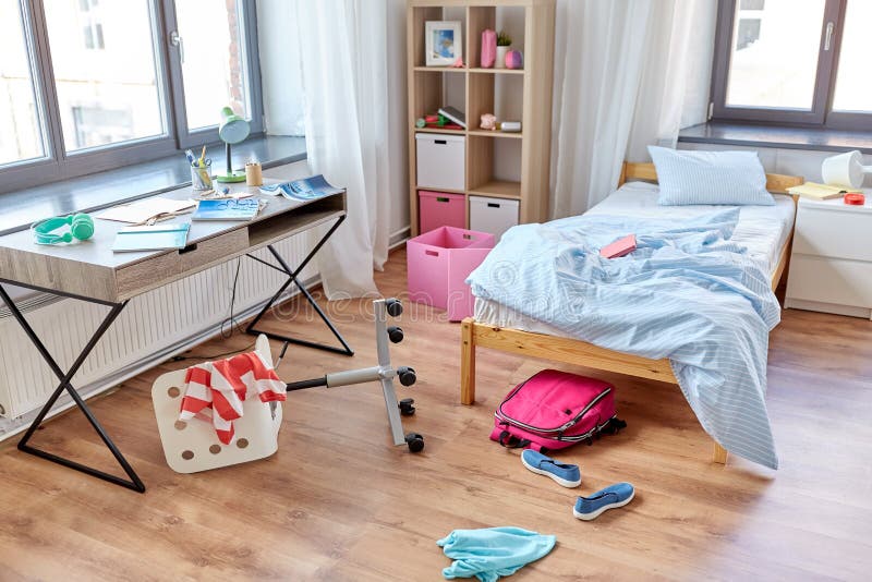 Messy Home Or Kid`s Room With Scattered Stuff Stock Image - Image of ...