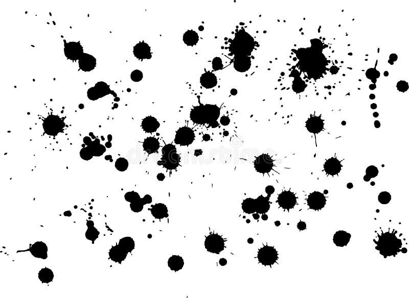 Messy Ink Blot, Black Drops on White Background. Vector Illustration ...