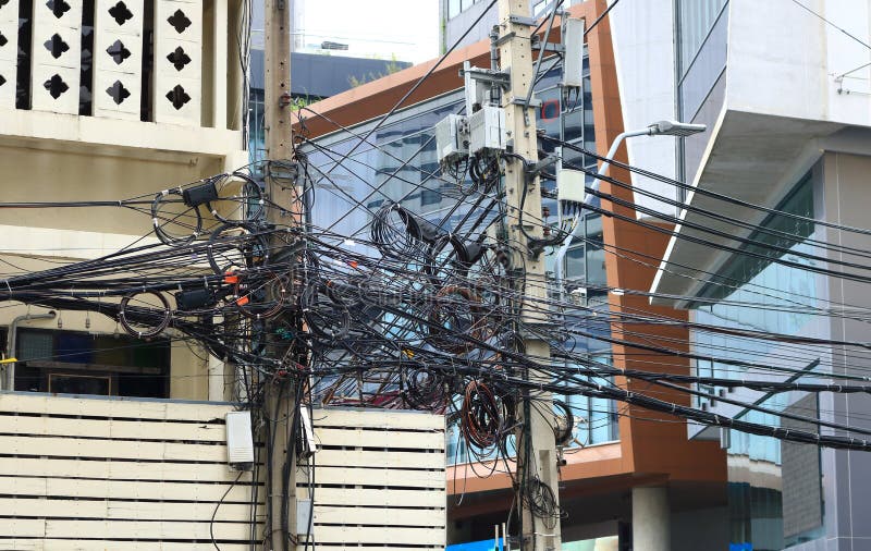 Mess cable installation stock image. Image of equipment - 20254903