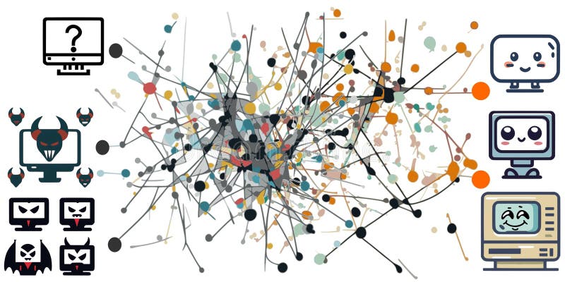 Messy Internet Scammers Computer Users Symbol Logo Icons Vector ...