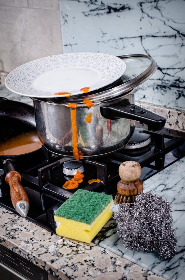 Messy kitchen work top stock photo. Image of mess, work - 104667600