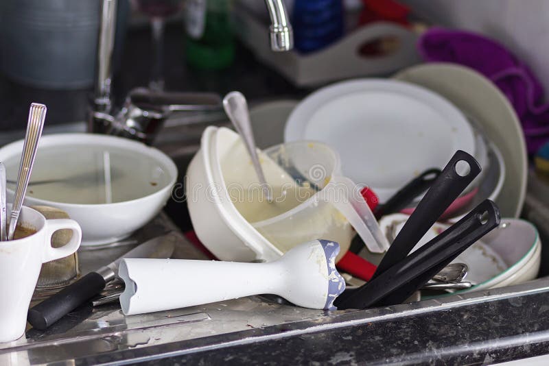 Messy kitchen stock image. Image of bowl, messy, ceramic - 194381047