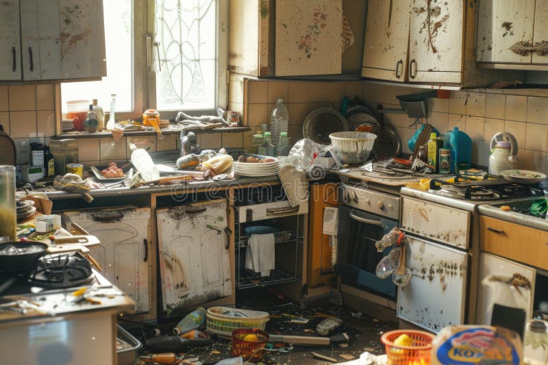 A Messy Kitchen with a Lot of Clutter. Perfect for Illustrating ...
