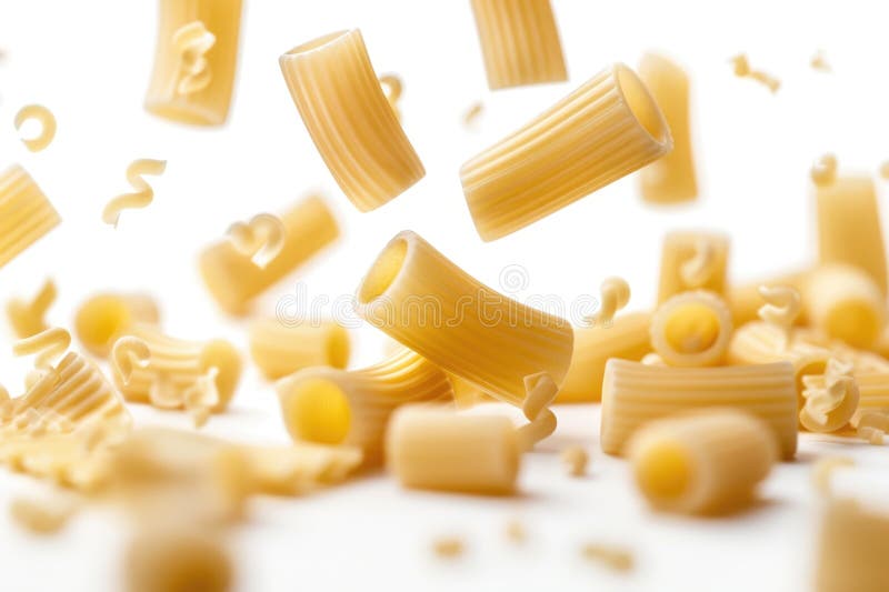 A Messy Kitchen Scene with Pasta Falling from Above Stock Image - Image ...