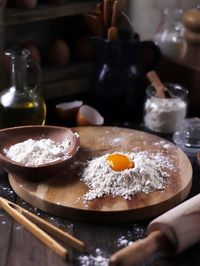 Messy Kitchen Table Top with Baking Ingredients Stock Image - Image of ...