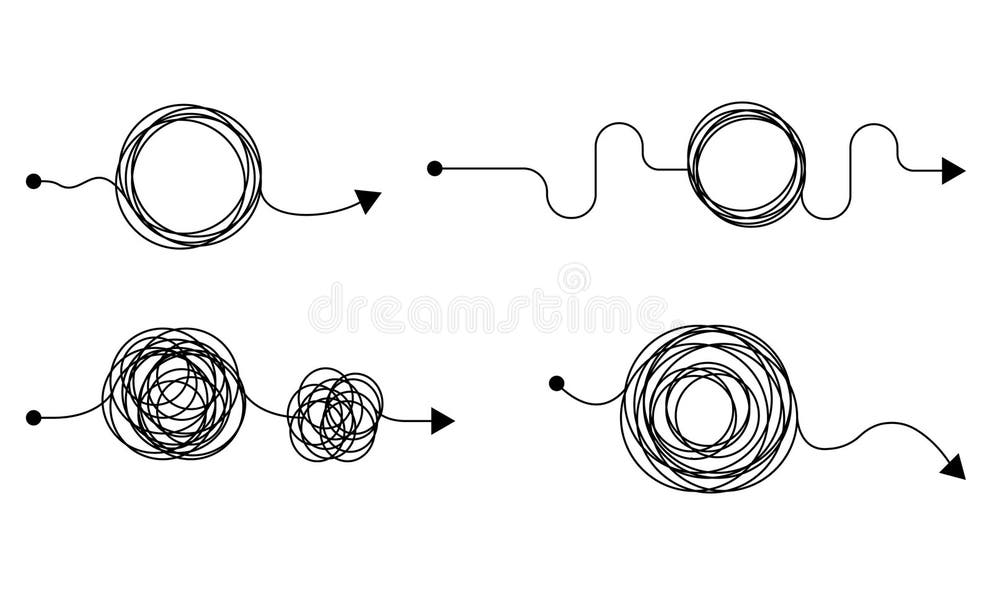 Tangled Scribble Vector Path. Hard and Easy Way Stock Illustration ...