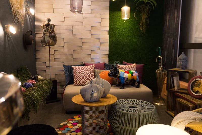 Modern and Messy Living Room Stock Image - Image of construction ...