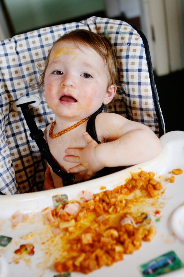 Messy mealtime. stock image. Image of female, education - 12189443