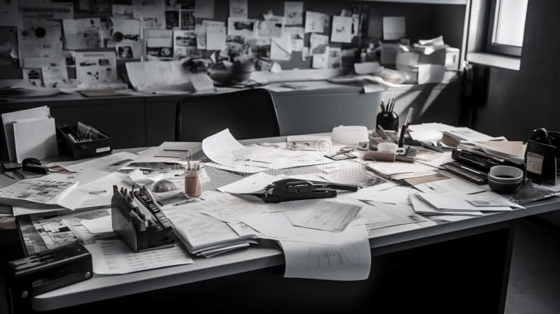 Messy office stock illustration. Illustration of interior - 280173203