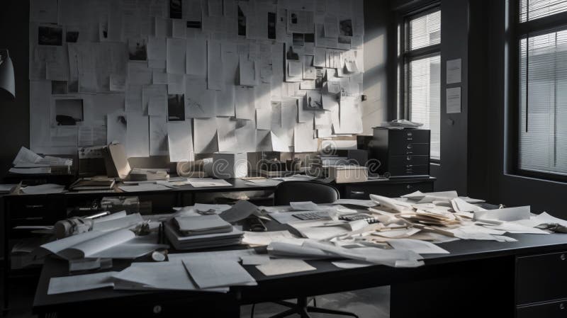 Messy office stock illustration. Illustration of interior - 280173203