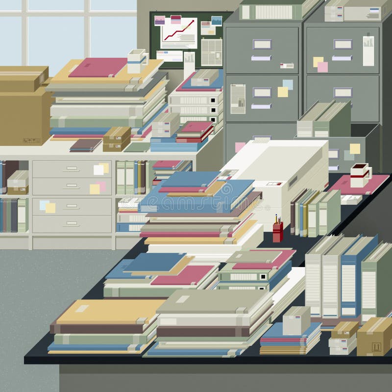 Messy Office Interior with a Lot of Papers on the Table. Stock ...