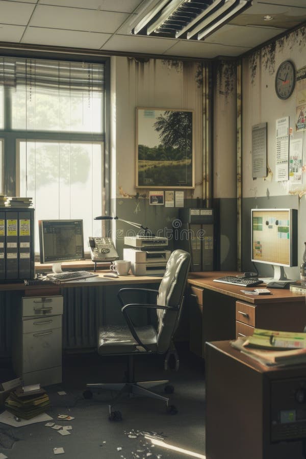 A Messy Office with a Lot of Clutter on the Floor, Ideal for Depicting ...