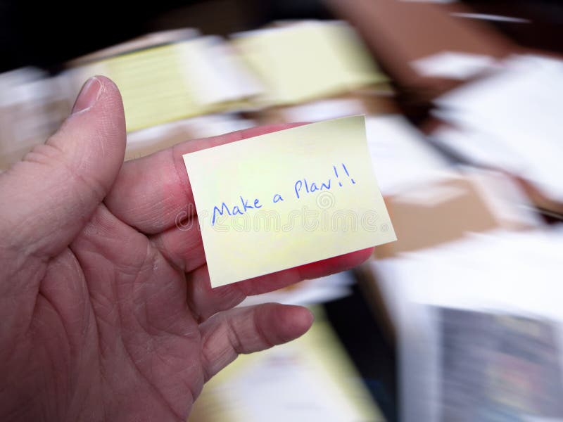 Messy Office with Make a Plan Note Stock Photo - Image of glasses, book ...