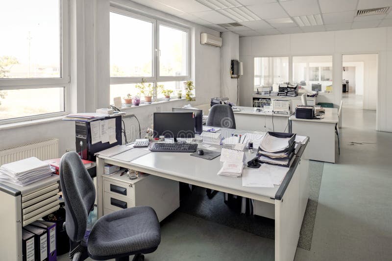 Messy Office Room of a Closed Down Factory, No People Stock Photo ...