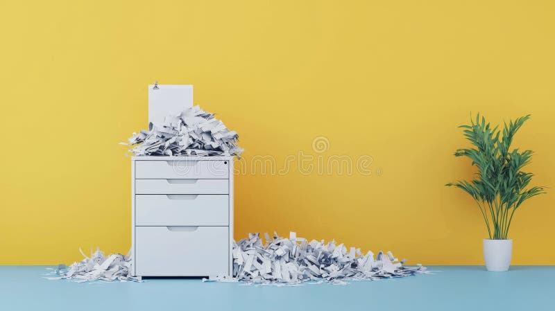 Messy Office Space with Papers and Printer Chaos Stock Illustration ...