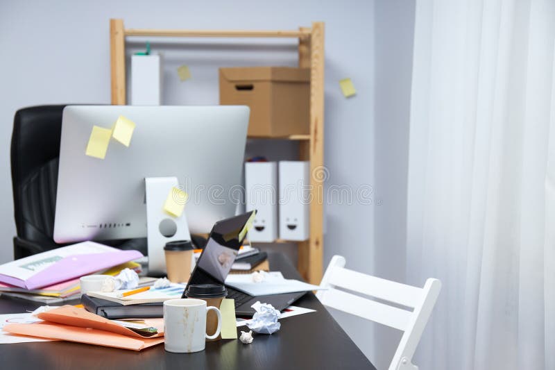 Messy Office Workplace, Workplace and Workspace Concept Stock Image ...