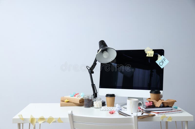 Messy Office Workplace, Workplace and Workspace Concept Stock Photo ...