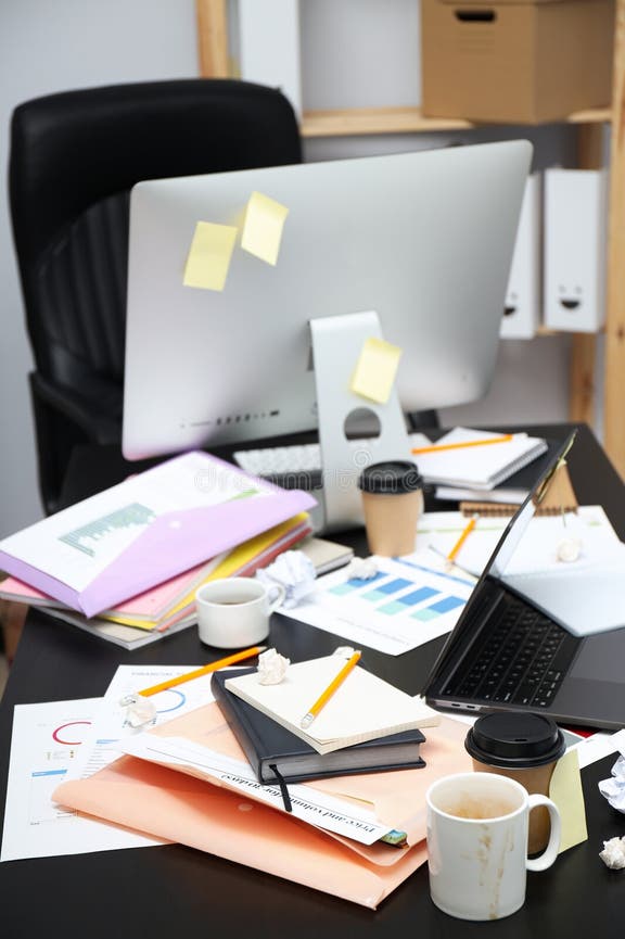 Messy Office Workplace, Workplace and Workspace Concept Stock Image ...