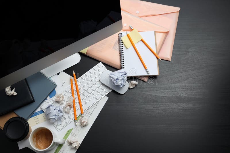 Messy Office Workplace, Workplace and Workspace Concept Stock Image ...