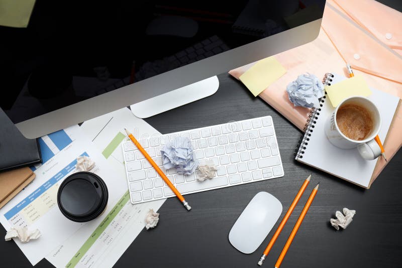 Messy Office Workplace, Workplace and Workspace Concept Stock Image ...