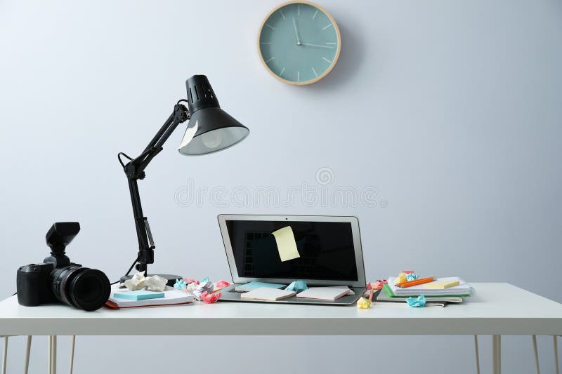 Messy Office Workplace, Workplace and Workspace Concept Stock Photo ...