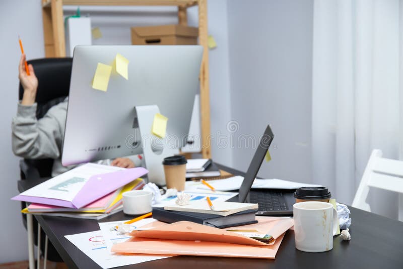 Messy Office Workplace, Workplace and Workspace Concept Stock Photo ...