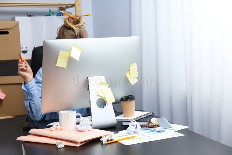 Messy Office Workplace, Workplace and Workspace Concept Stock Photo ...