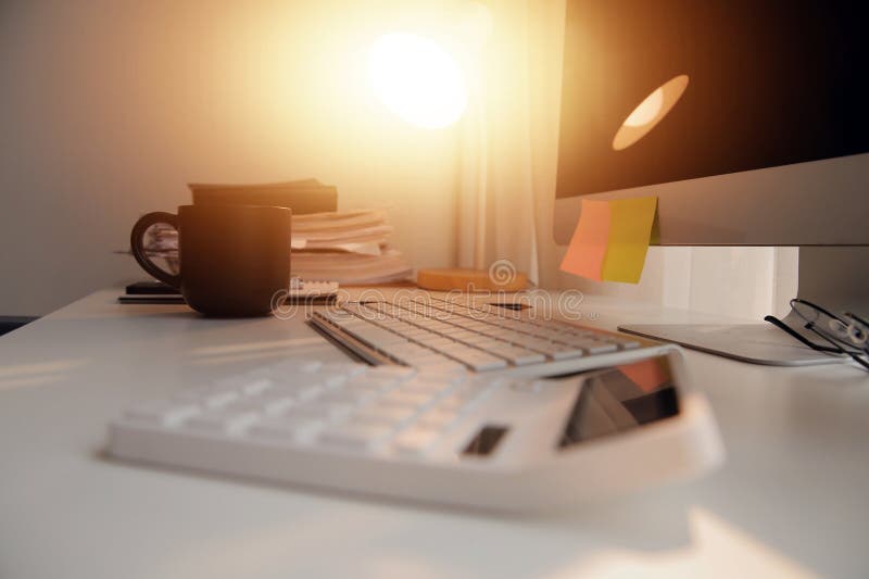 Messy Office Workspace. Messy and Cluttered Office Desk Stock Image ...