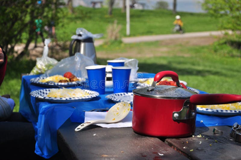 Messy Picnic Table stock image. Image of ideas, suggestions - 55278045