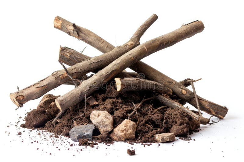 A Messy Pile of Sticks and Dirt on a White Background, Ideal for Use in ...
