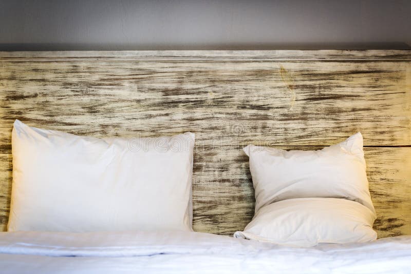 Messy Pillows in Bed stock image. Image of relax, modern - 136988291