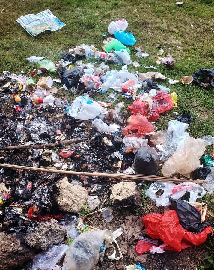 Messy Plastic Waste Pollutes the Environment Stock Photo - Image of ...