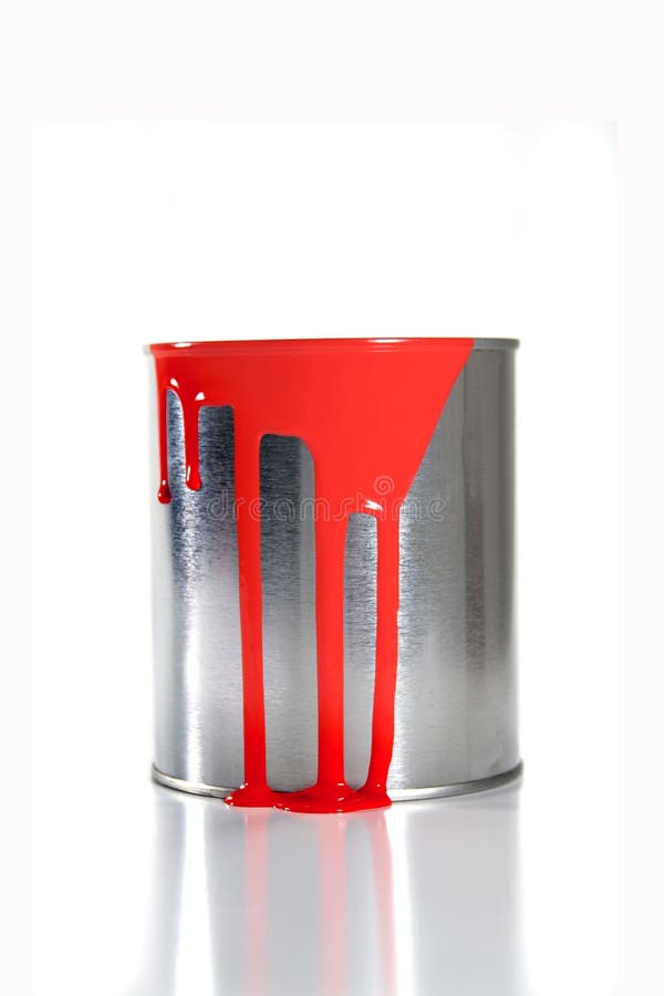 Messy red paint pail stock image. Image of paint, spill - 2532811